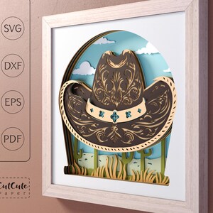 Cowboy Hat Shadow Box Template: Texas Landscape SVG (digital Download ...