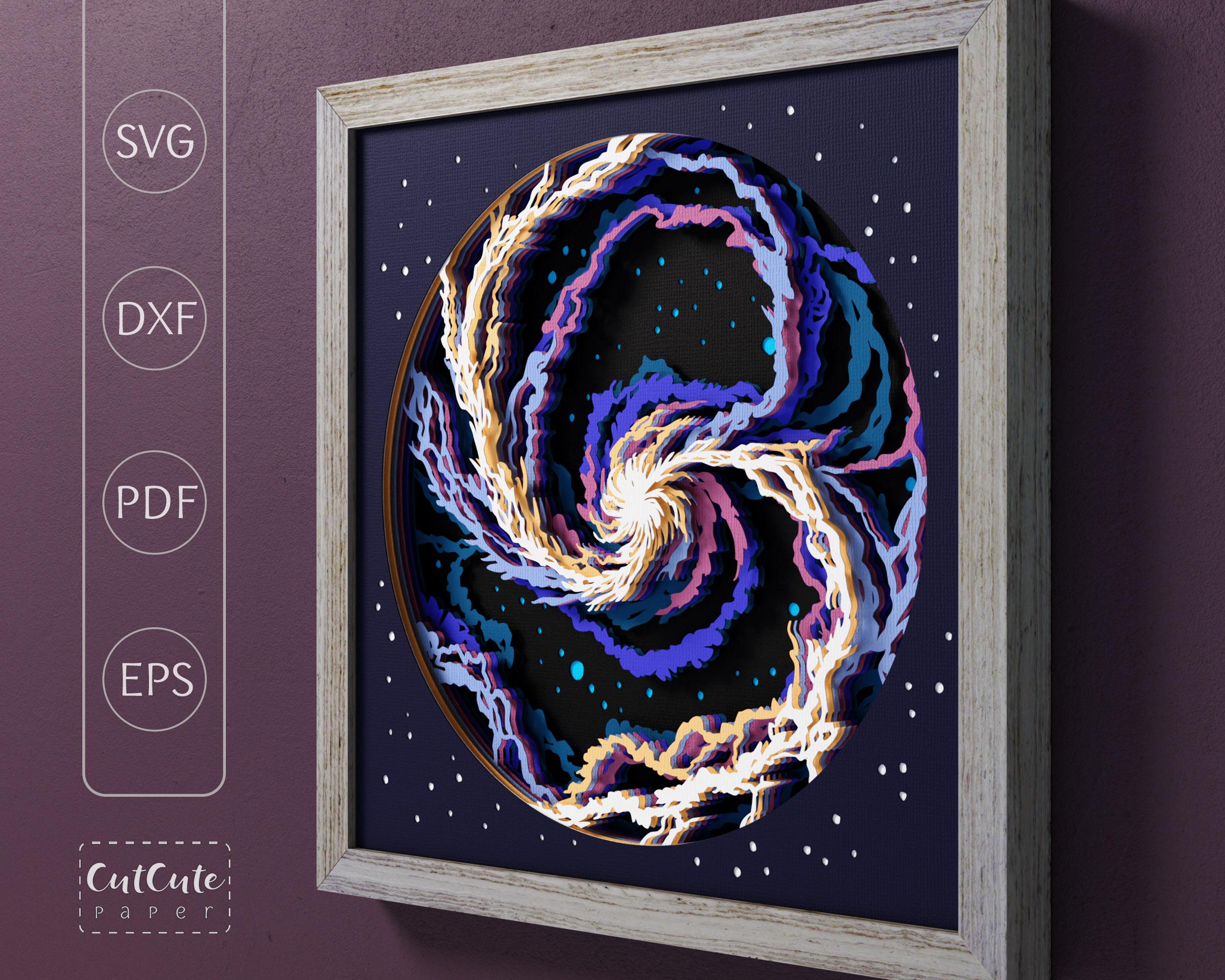 3D Galaxy Shadow Box SVG: Layered Paper Cut Template - Etsy