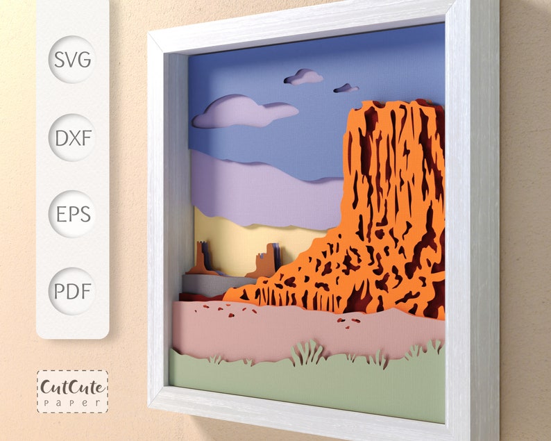 Arizona Landscape Shadow Box SVG Template Desert 3D SVG - Etsy