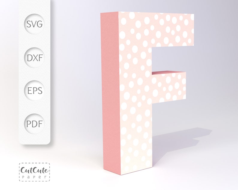 3D Letter F SVG Template Cardstock Letter SVG for Cricut and - Etsy