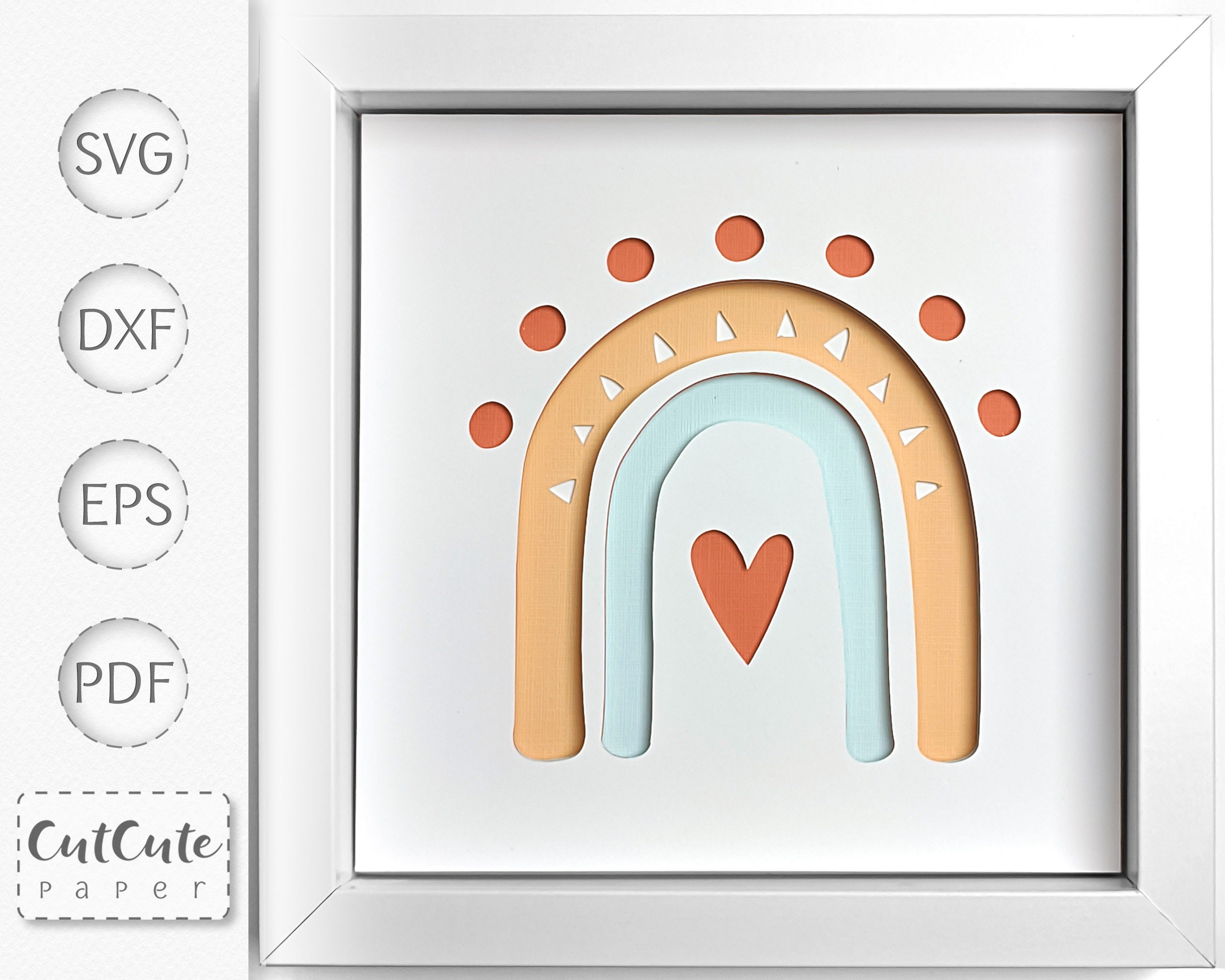 Boho Rainbow Shadow Box SVG Template 3D SVG Layered Cardstock - Etsy ...