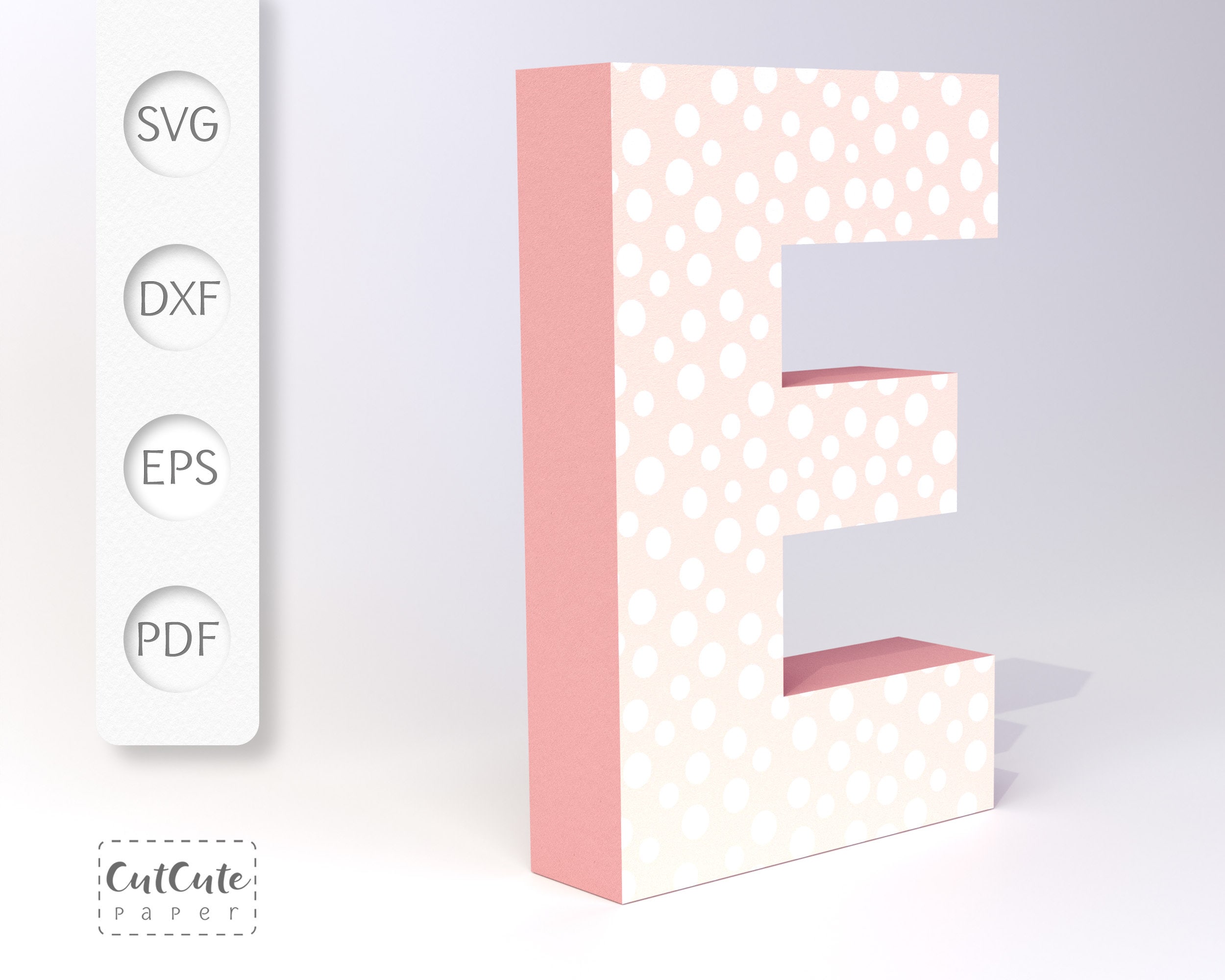 3D Letter E SVG Template Cardstock Letter SVG for Cricut and - Etsy ...