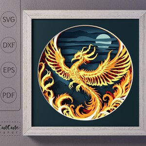 Phoenix and Dragon SVG Shadow Box Set, Templates Bundle, 3D SVG Shadow ...