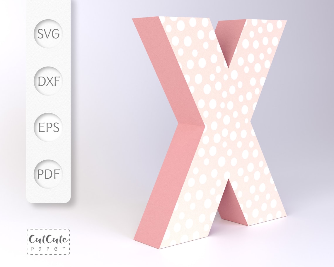 3D Letter X SVG Template Cardstock Letter SVG for Cricut and - Etsy