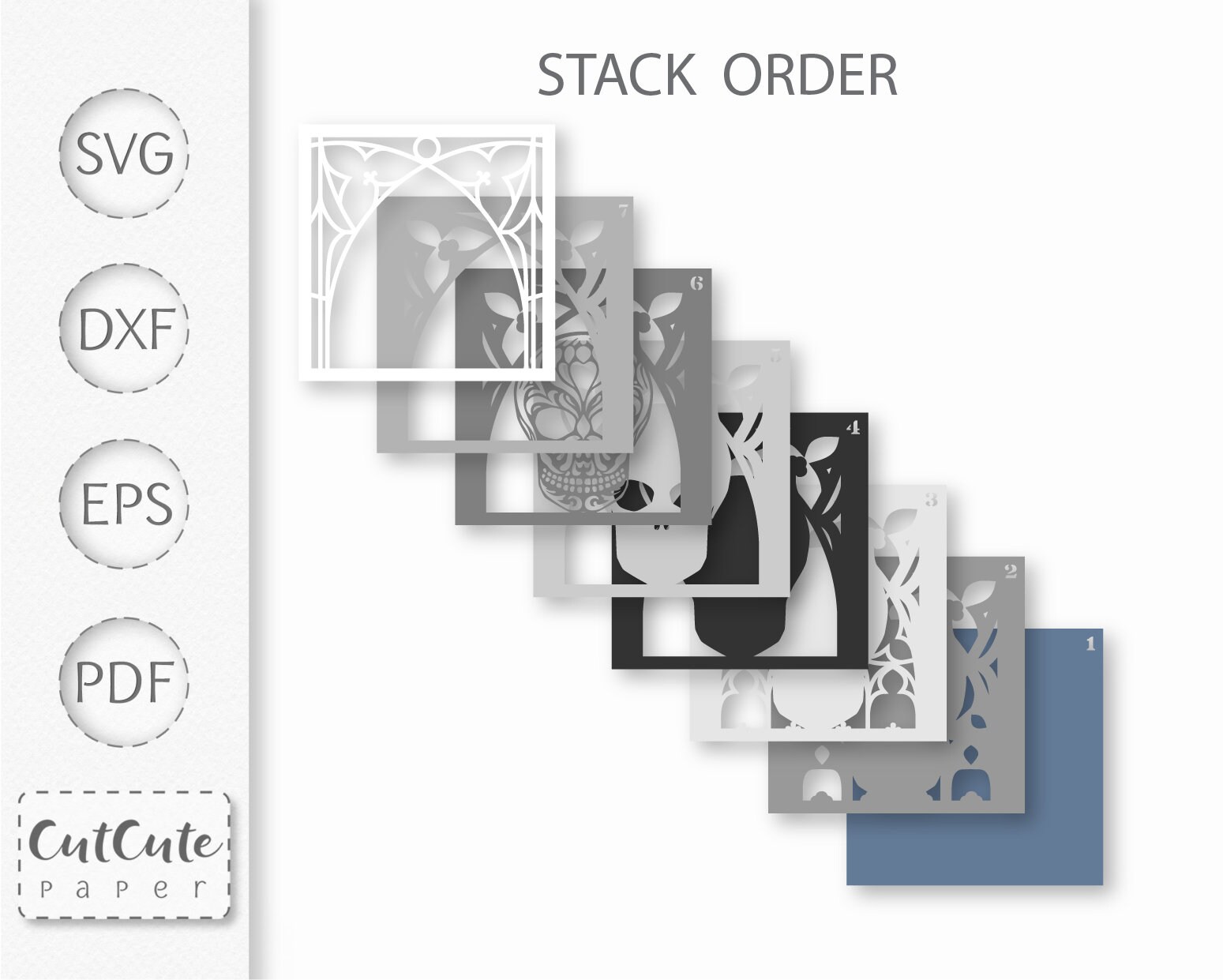 Gothic Skull Shadow Box SVG Template Ornamental Layered Paper - Etsy