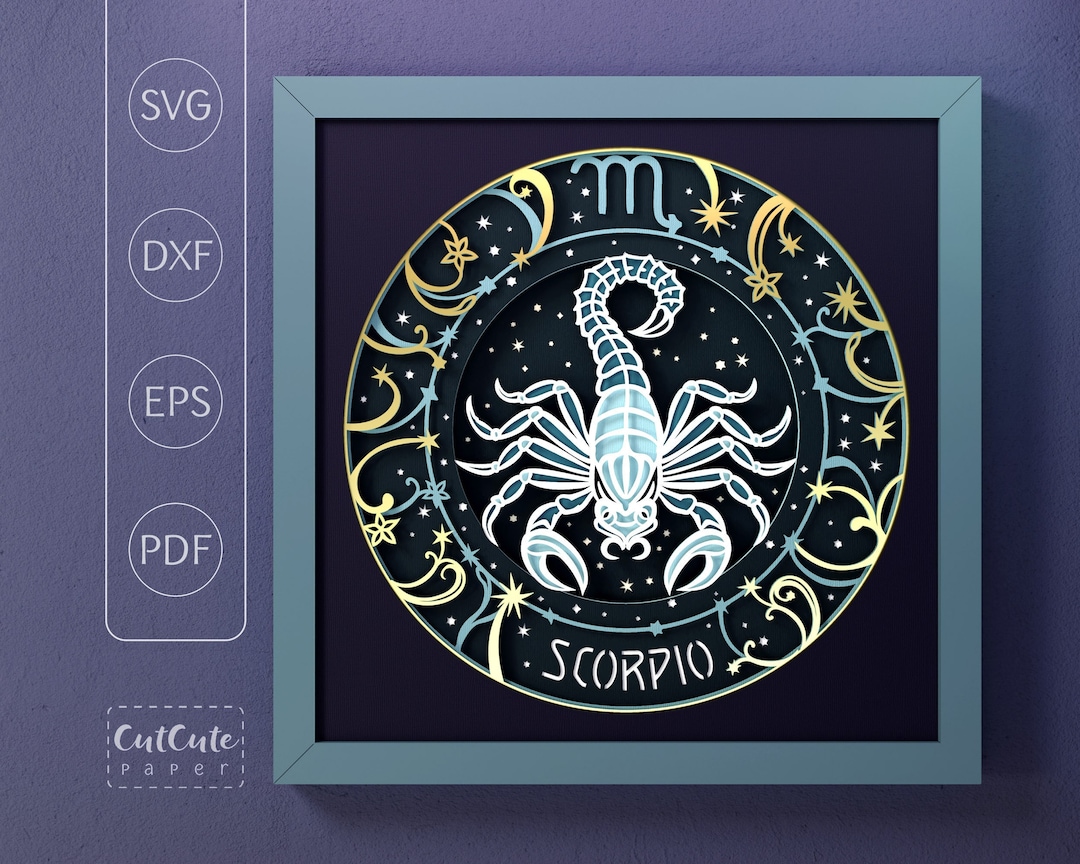 Zodiac Sign Scorpio SVG Shadow Box Template, Scorpion, Stars, Astrology ...