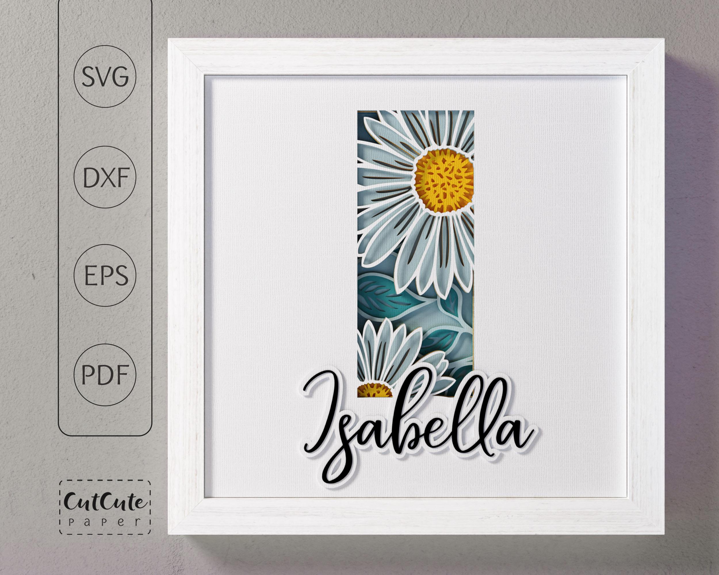 Daisy Letters Shadow Box SVG: Floral Monogram Alphabet, Layered Paper ...