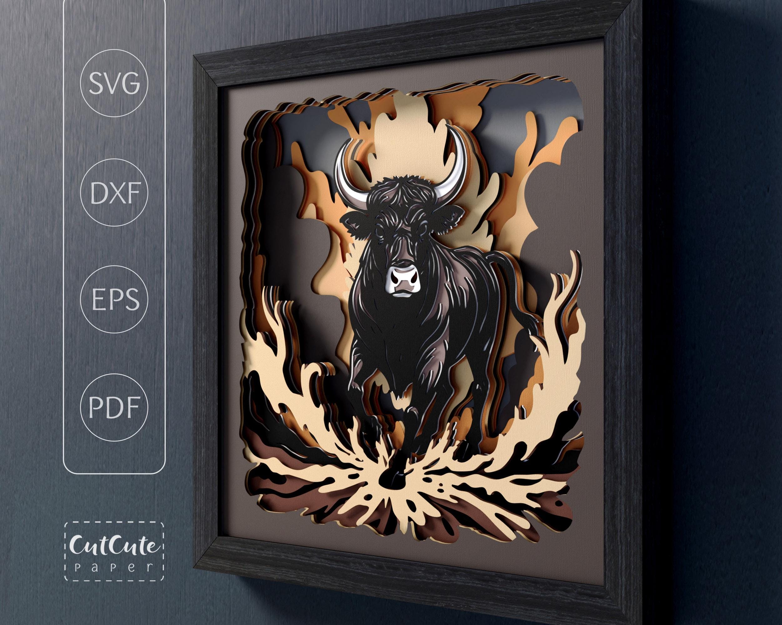 Rodeo Animals Shadow Box SVG, Bull and Horse Layered Wall Art, 2 ...