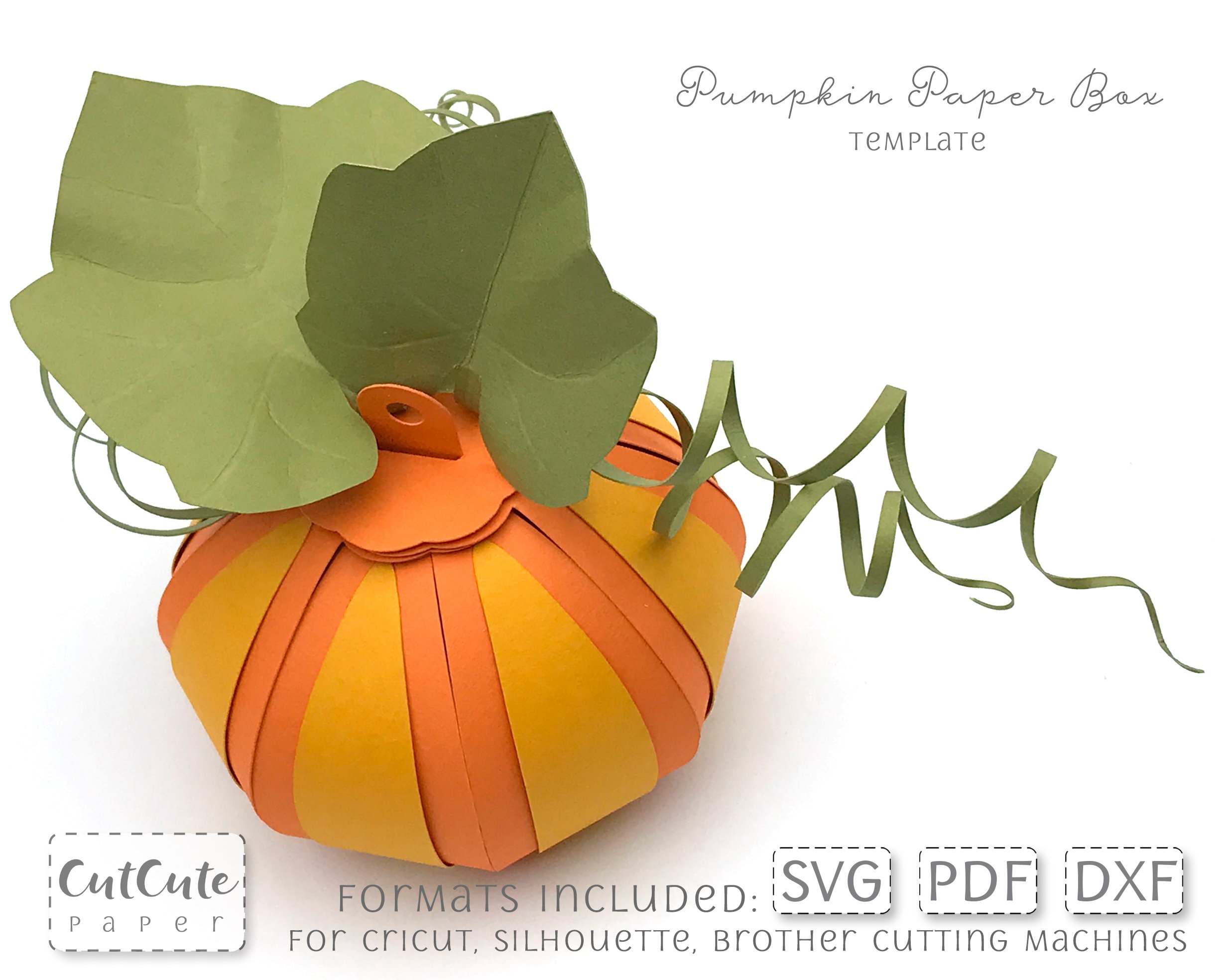 Pumpkin Box Template SVG 3D Pumpkin Paper Ornament SVG Fall - Etsy ...