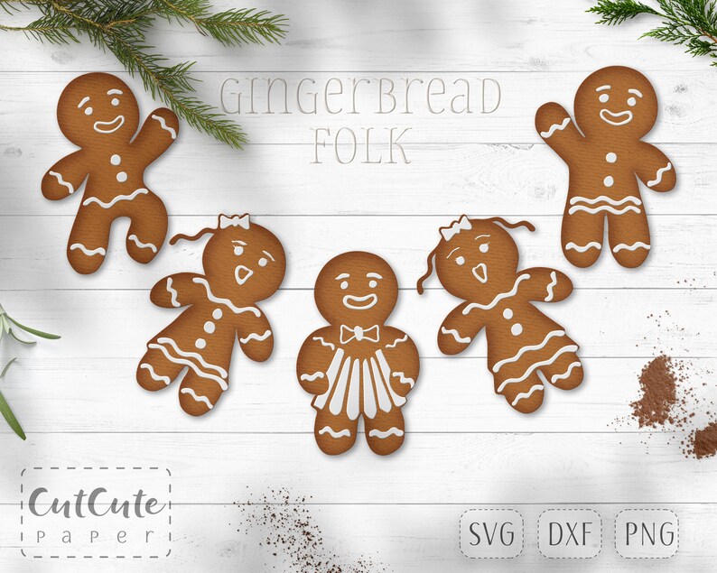 Gingerbread Man SVG Christmas SVG Gingerbread Folk HTV Cut - Etsy