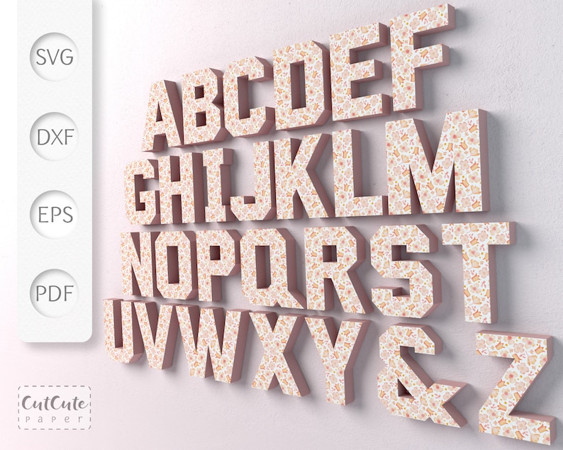 3D Alphabet Letters SVG Templates: Cardstock for Cricut, Silhouette ...