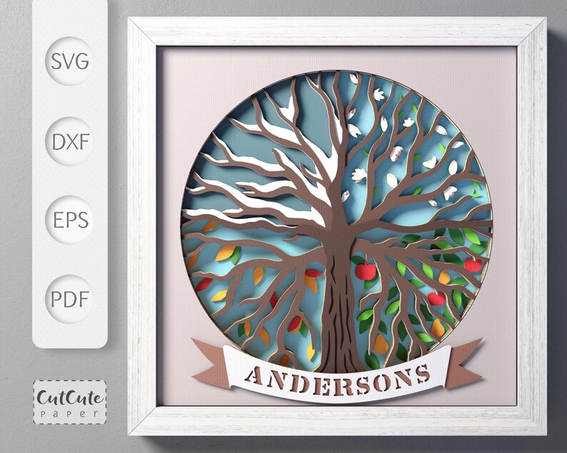 4 Seasons Family Tree SVG Shadow Box Template 3D SVG - Etsy Canada
