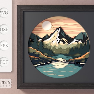 Mountain Lake Sunset Shadow Box SVG Bundle: DIY Papercraft Decor - Etsy UK