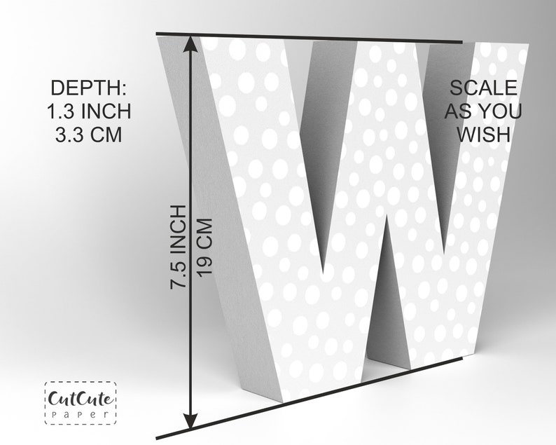 3D Letter W SVG Template Cardstock Letter SVG for Cricut and - Etsy