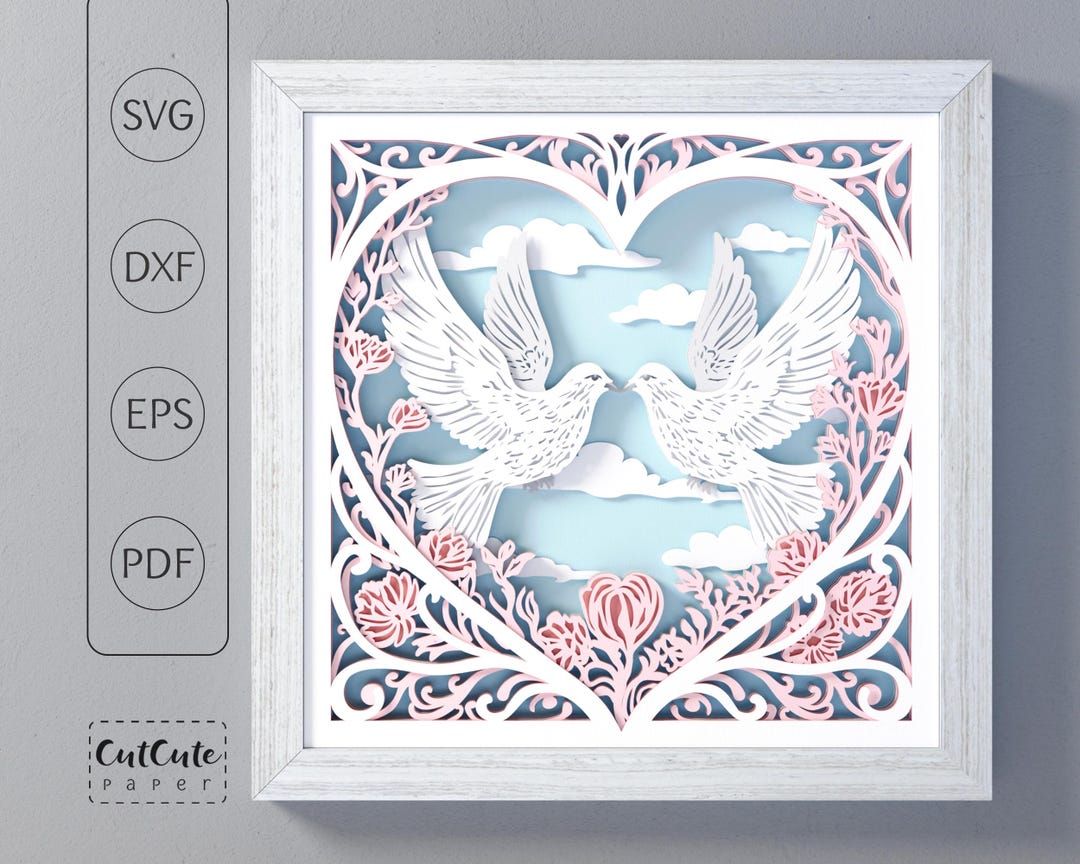 Love Doves Shadow Box SVG Template, Wedding Gift (digital Files) - Etsy