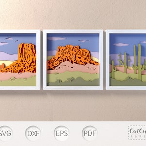 Arizona Desert Shadow Box SVG: Southwest Landscape Papercut Template - Etsy