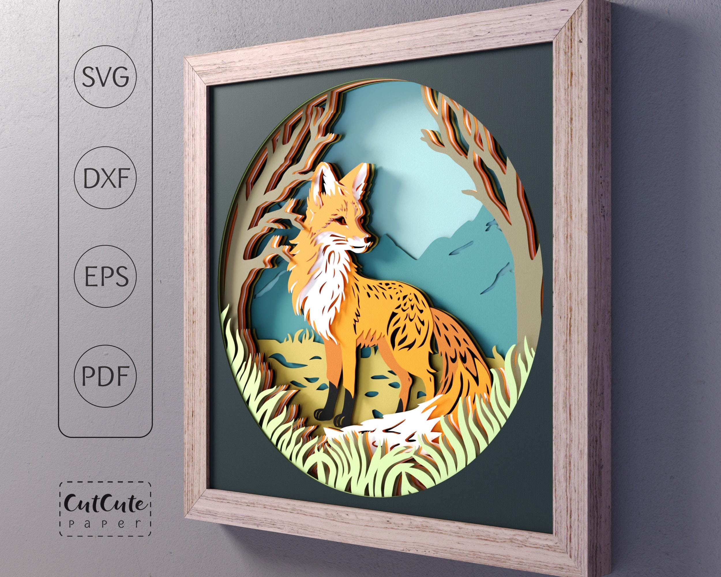 Fox Shadow Box SVG Template: Layered Paper Cut Woodland Art (digital ...
