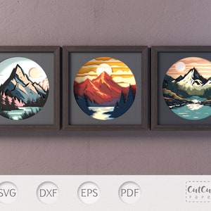 Mountain Lake Sunset Shadow Box SVG Bundle: DIY Papercraft Decor - Etsy