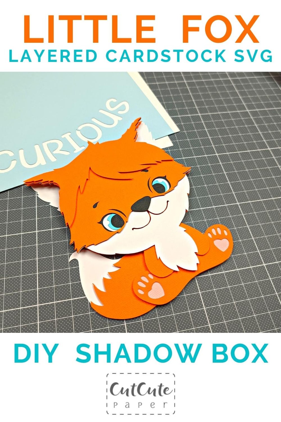 Baby Fox Shadow Box SVG Template Be Curious 3D SVG Paper Cut - Etsy