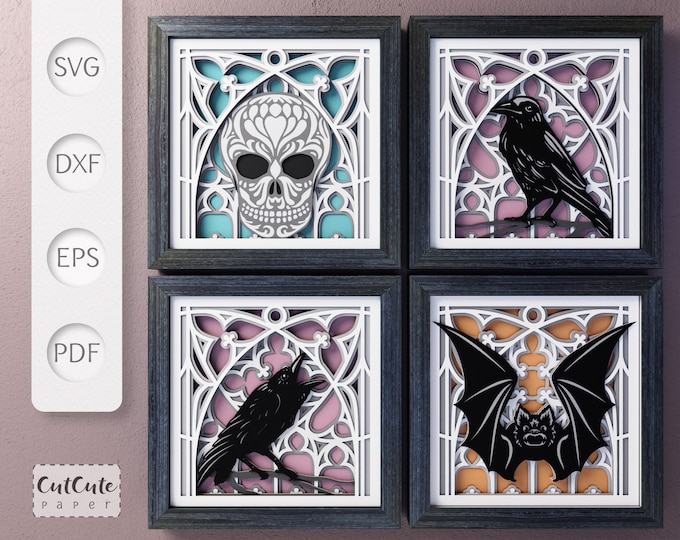 3D Winter Landscape Shadow Box SVG Template: DIY Layered Papercut ...