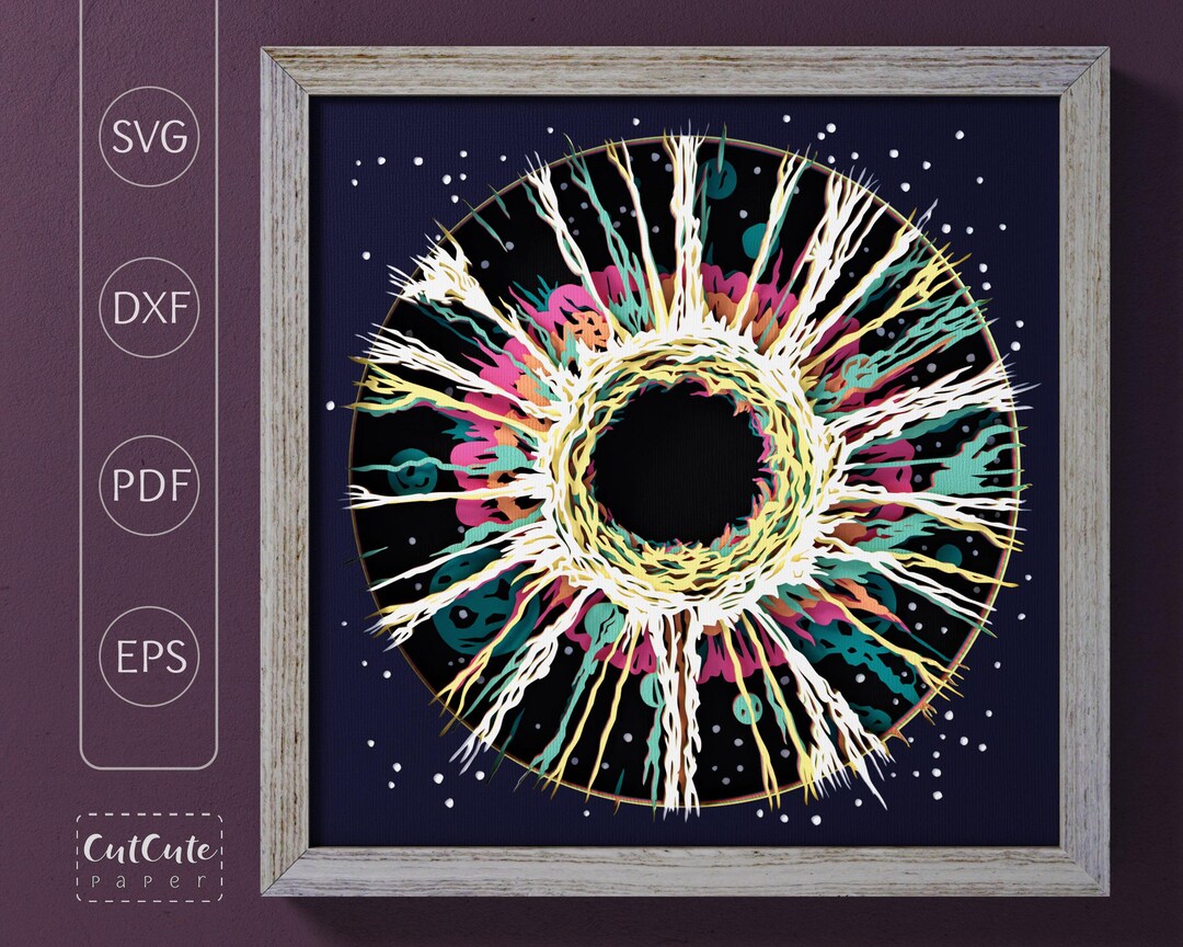 Black Hole Shadow Box SVG Template, 3D SVG Abstract Shadow Box, DIY ...