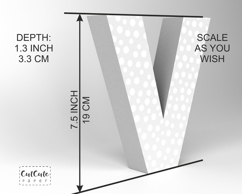 3D Letter V SVG Template Cardstock Letter SVG for Cricut and - Etsy