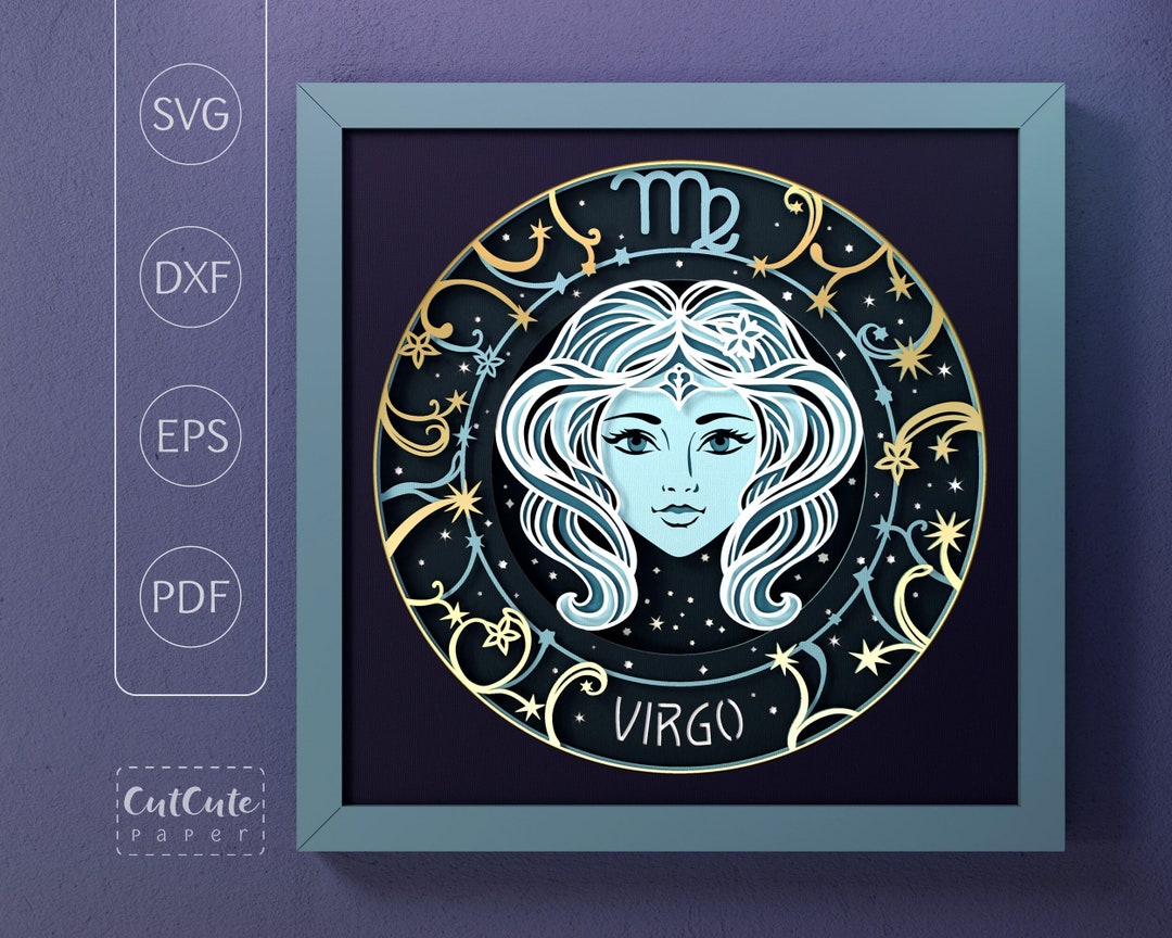 Zodiac Sign Virgo SVG Shadow Box Template, Girl, Stars, Astrology Sign ...