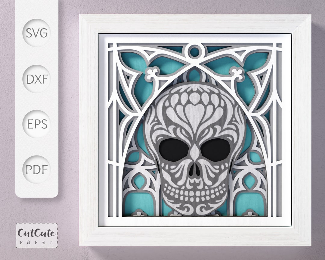 Gothic Skull Shadow Box SVG Template: Halloween Paper Cut Wall Art - Etsy