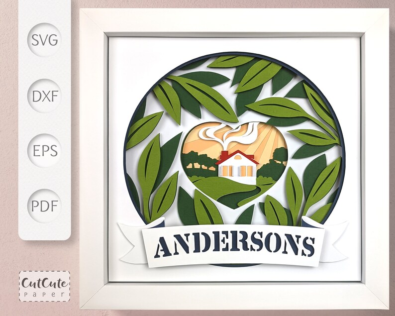 Family Name Shadow Box SVG Template: 3D Layered Paper Cut Wall Art - Etsy