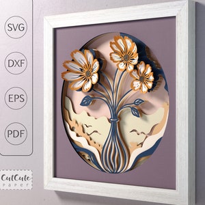 Flower Bouquet Shadow Box SVG: Layered Paper Cut Files - Etsy
