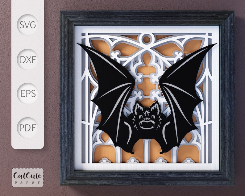 Gothic Bat Shadow Box SVG Template Ornamental Layered Paper - Etsy