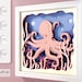 Octopus Shadow Box SVG Template 3D SVG Sea Life Shadowbox - Etsy