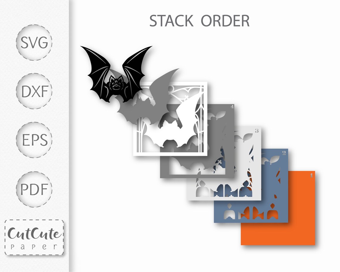 Gothic Bat Shadow Box SVG Template: Halloween Paper Cut Wall Art - Etsy