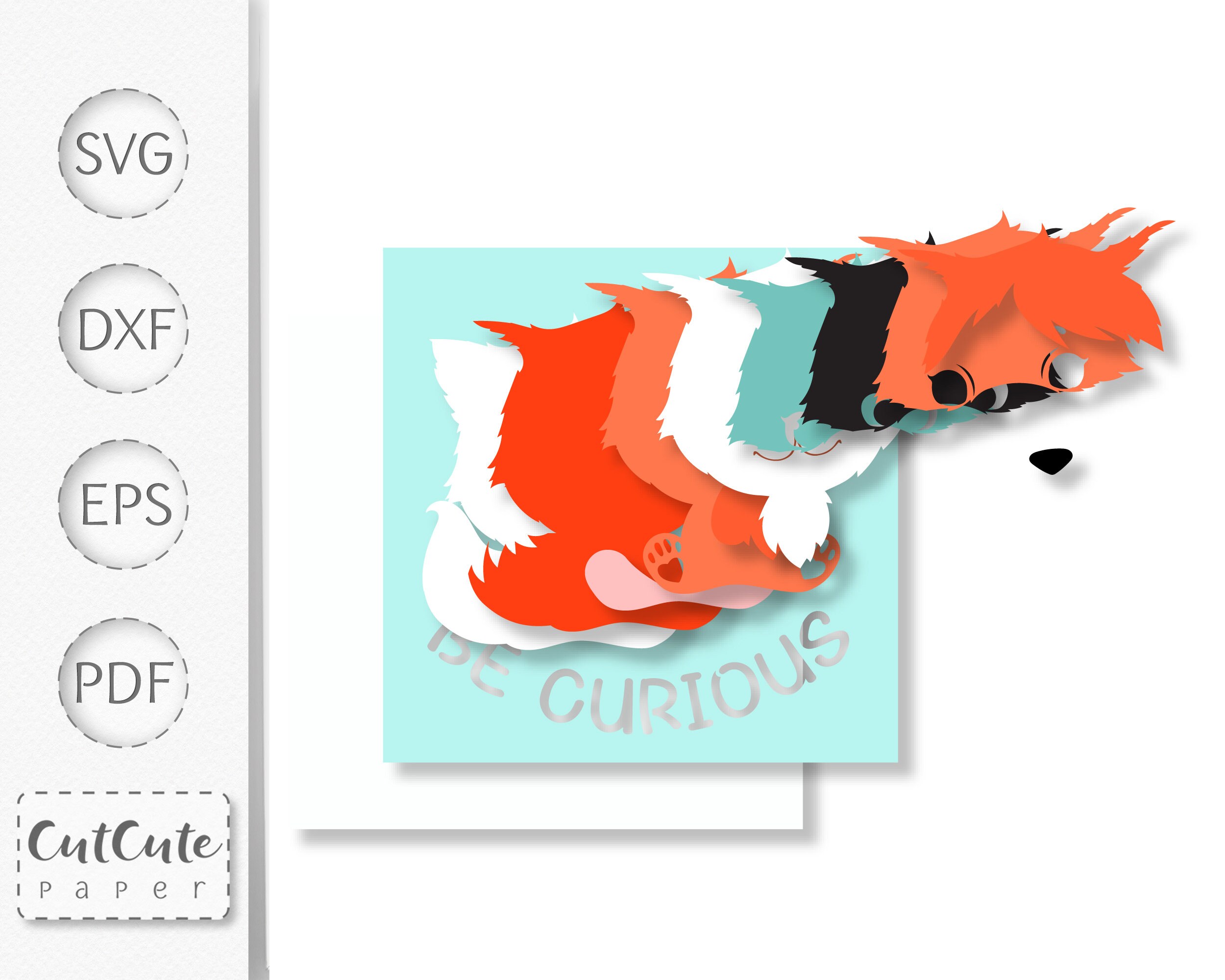 Baby Fox Shadow Box SVG Template Be Curious 3D SVG Paper Cut - Etsy