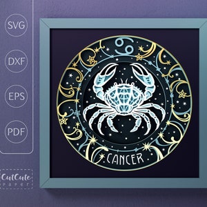 Zodiac Signs SVG Shadow Box Templates Bundle, All 12 Signs Stars ...