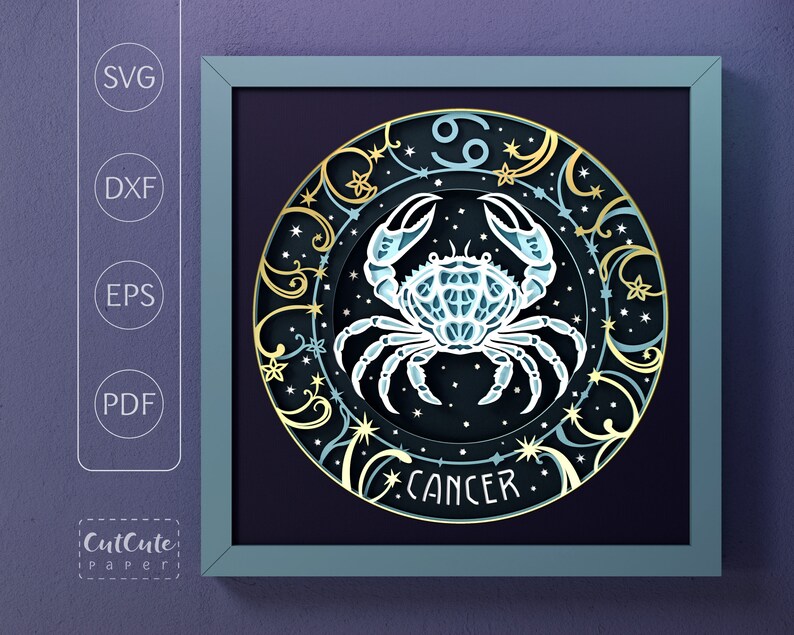 Zodiac Signs SVG Shadow Box Templates: 3D Celestial Cut Files (all 12 ...
