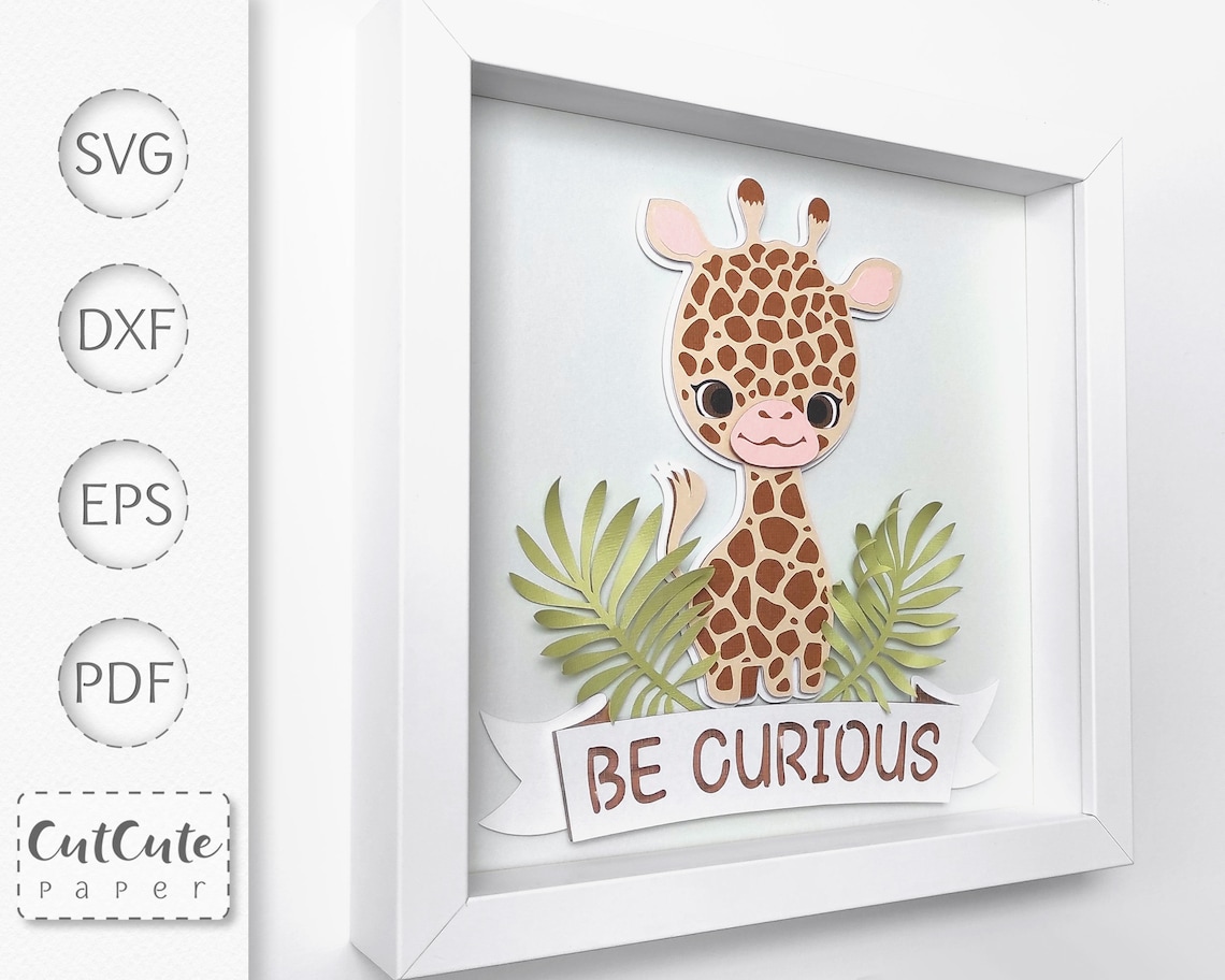 Giraffe Shadow Box SVG Template Be Curious Layered Paper Cut - Etsy