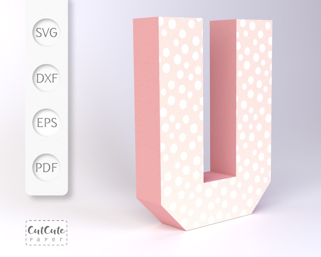 3D Letter U SVG Template: Cardstock Alphabet for Cricut (PDF Tutorial ...