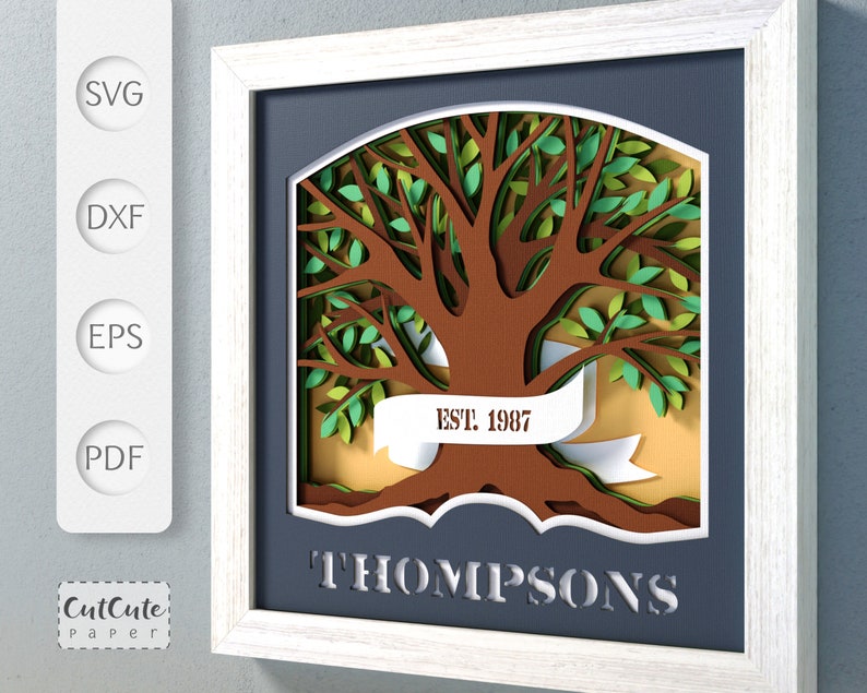 Family Tree Shadow Box SVG Template DIY Wall Decor Layered - Etsy