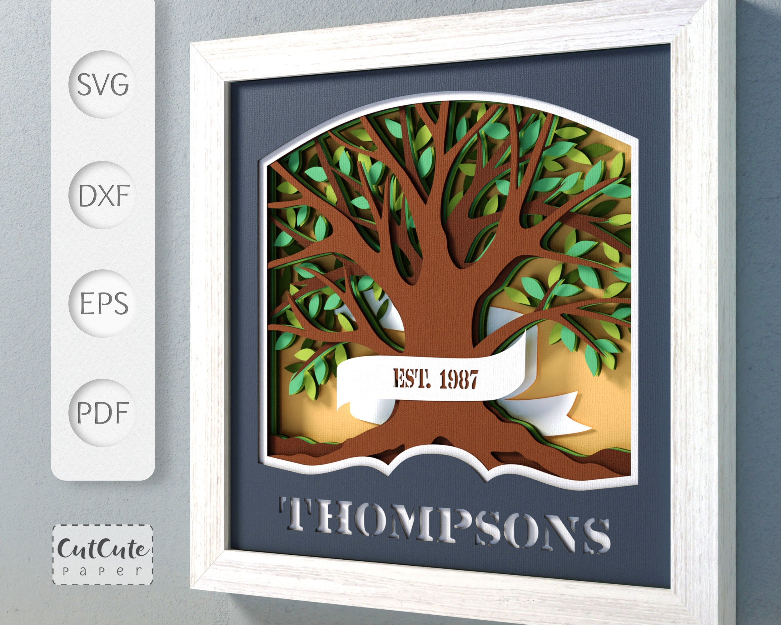 Family Tree Shadow Box SVG Template DIY Wall Decor Layered - Etsy Canada