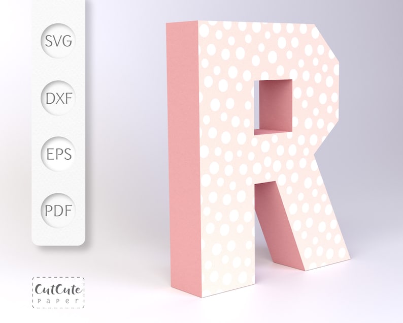 3D Letter R SVG Template Cardstock Letter SVG for Cricut and - Etsy