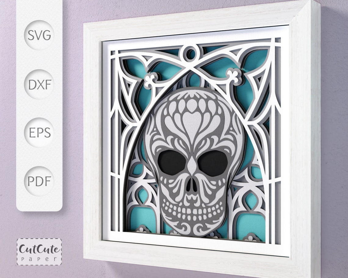 Gothic Skull Shadow Box SVG Template Ornamental Layered Paper - Etsy
