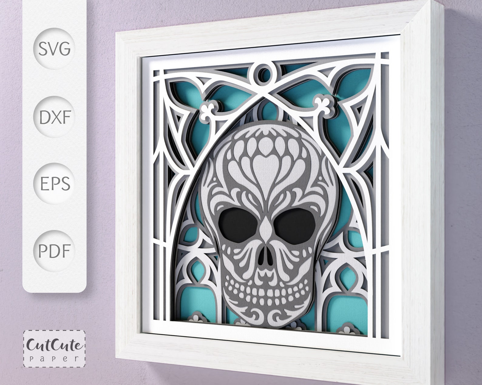 Gothic Skull Shadow Box SVG Template Ornamental Layered Paper - Etsy