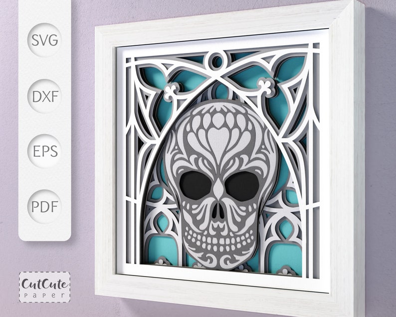 Gothic Skull Shadow Box SVG Template Ornamental Layered Paper - Etsy