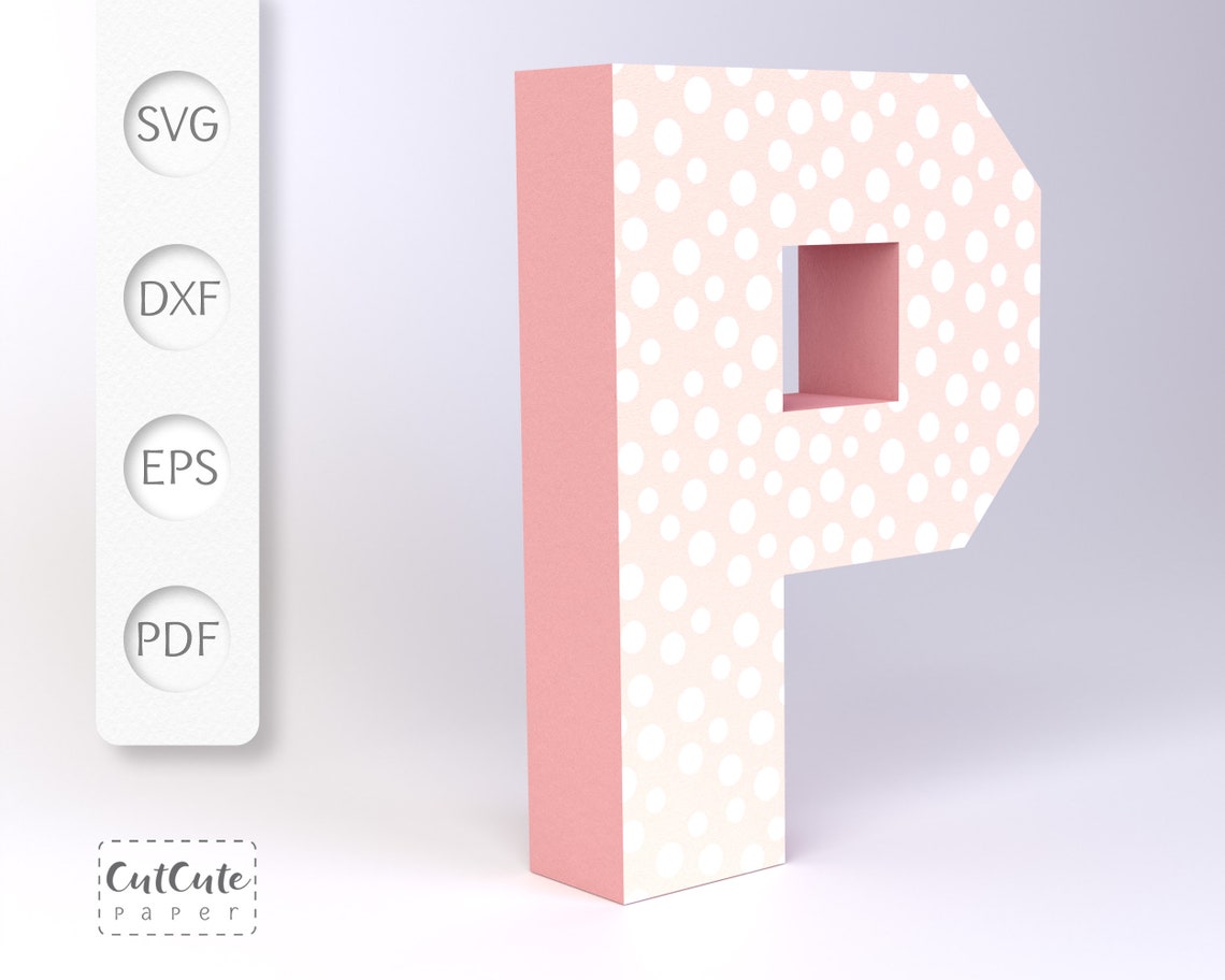 3D Letter P SVG Template Cardstock Letter SVG for Cricut and - Etsy
