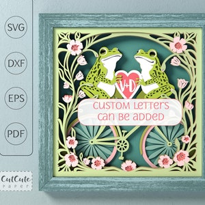 Love Frogs Shadow Box Template: Romance Bike 3D SVG (digital Download ...