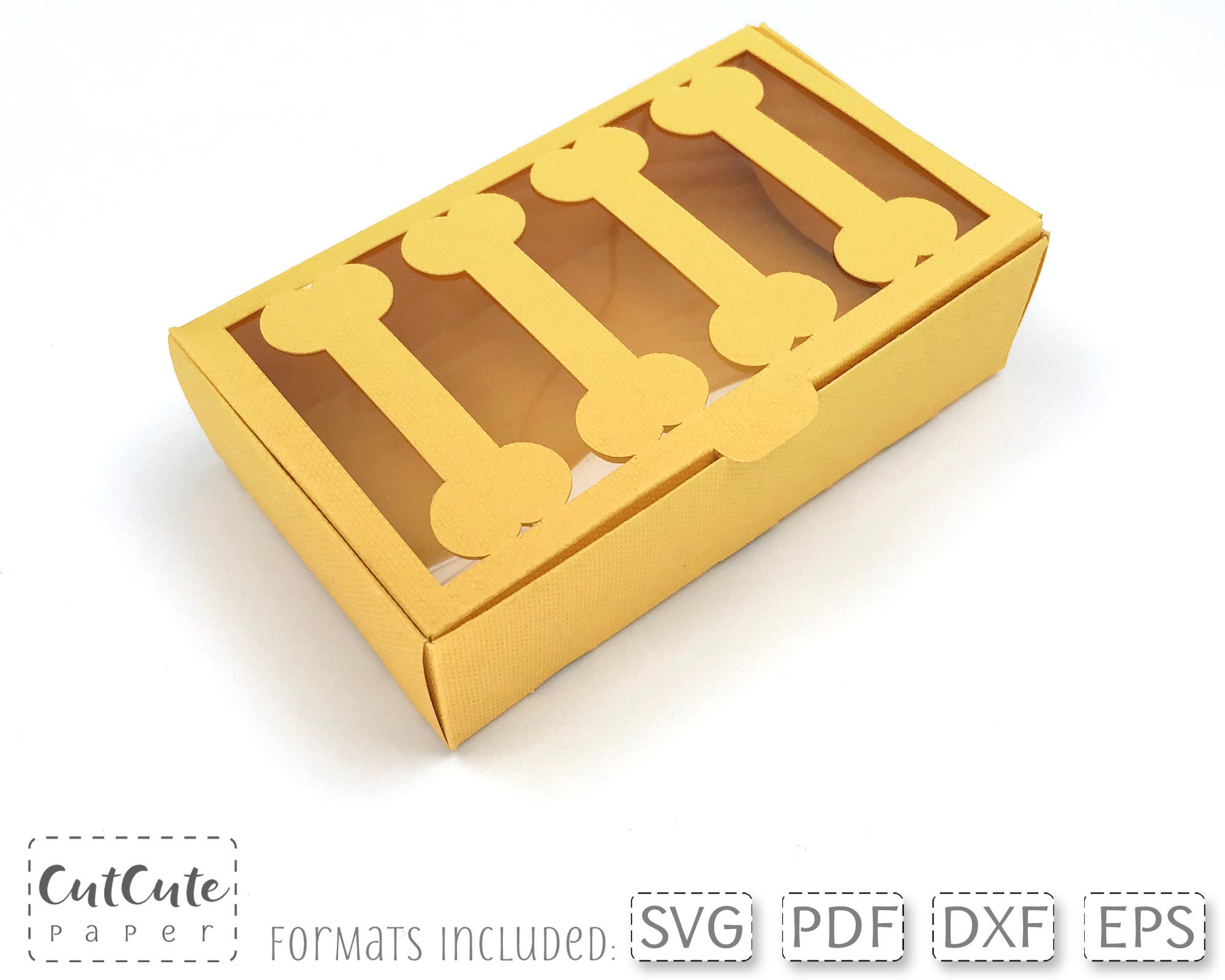 Rectangular Bones Window Box Template Dog Treats Box Pet - Etsy