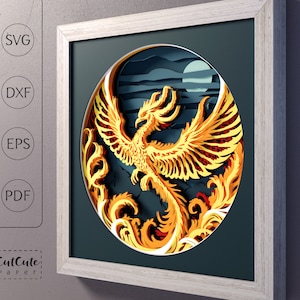Phoenix and Dragon SVG Shadow Box Set, Templates Bundle, 3D SVG Shadow ...