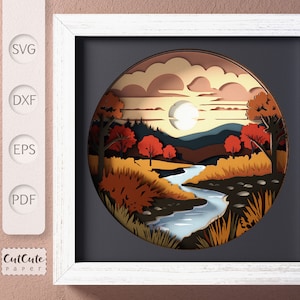 Fall Landscape Shadow Box SVG Bundle: Autumn Farmhouse Decor (digital ...