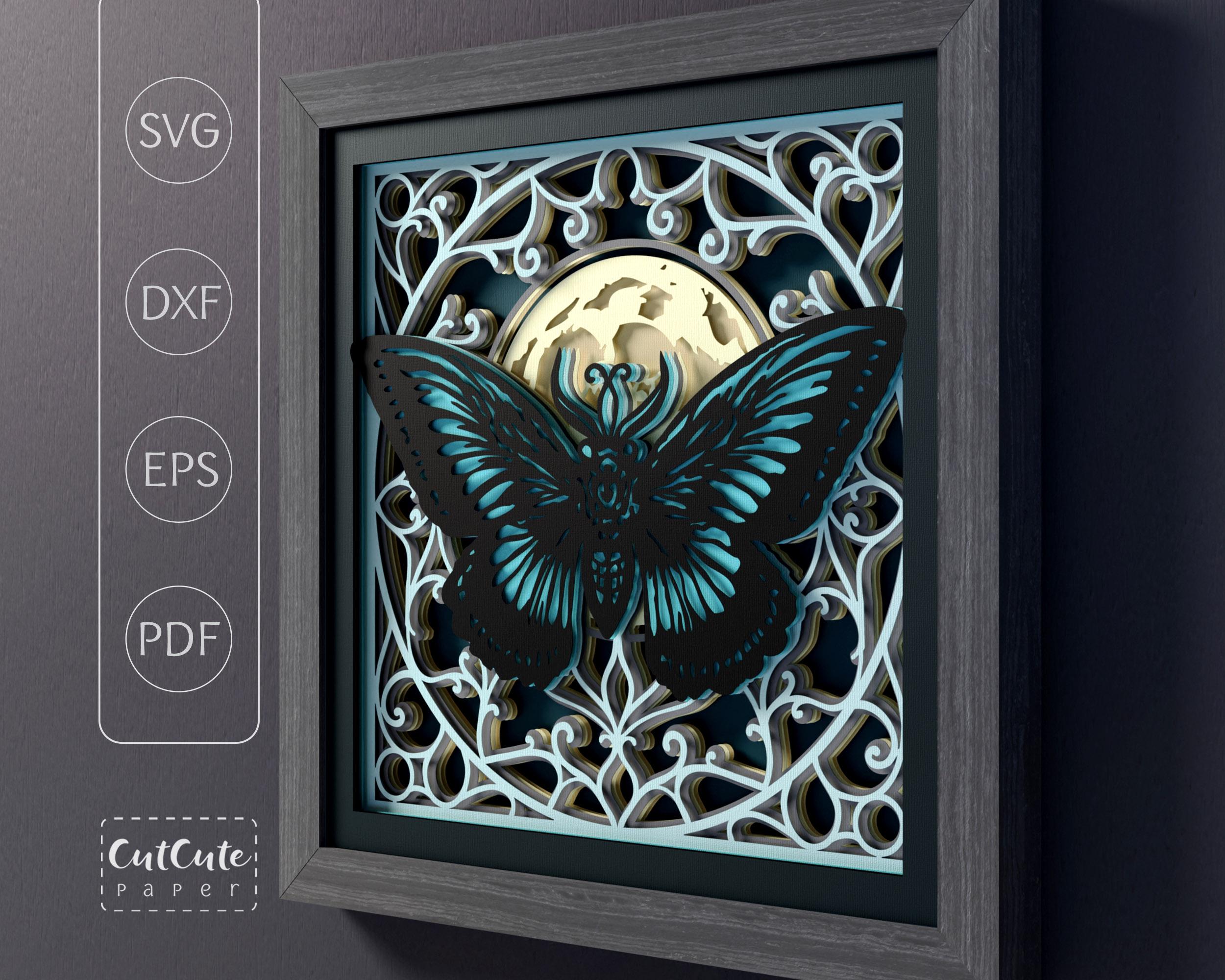 Gothic Butterfly Shadow Box SVG, Layered Paper Cut Template (digital ...